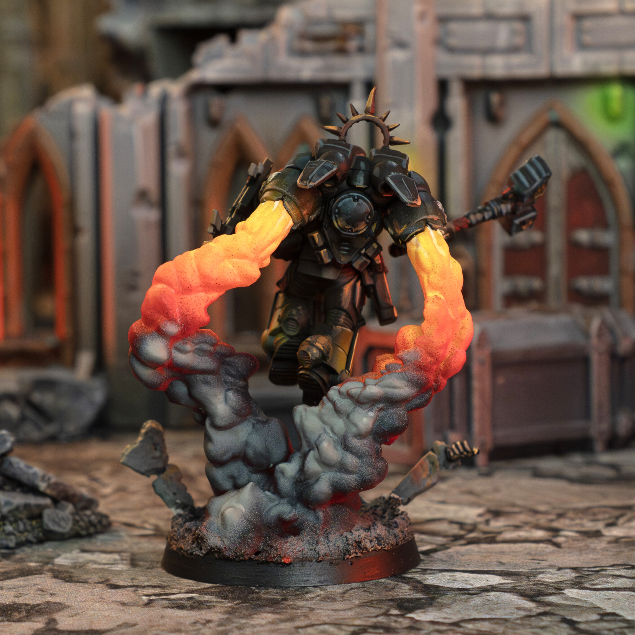 Marines - Assault Intercessors Captain with hammer jetpack smoke base ...